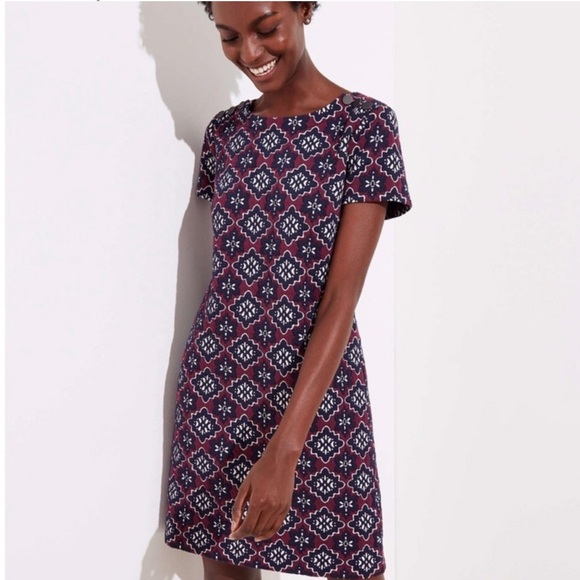 LOFT | Dresses | New Loft Medallion Jacquard Shoulder Button Dress Plus ...